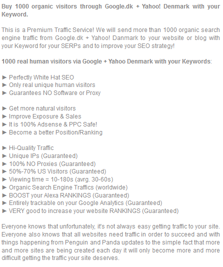Organic traffic from Google. dk + Yahoo Danmark for $6 - SEOClerks